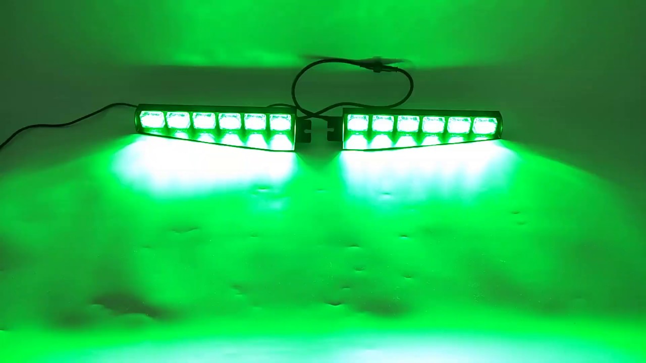 29" Green LED Visor Dash Deck Split Mini Strobe Light Bar - YouTube