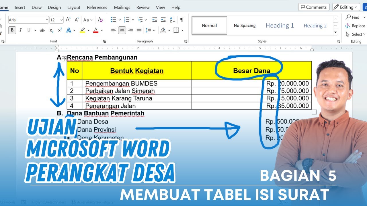 MEMBUAT TABEL ISI SURAT | UJIAN MICROSOFT WORD PERANGKAT DESA - YouTube