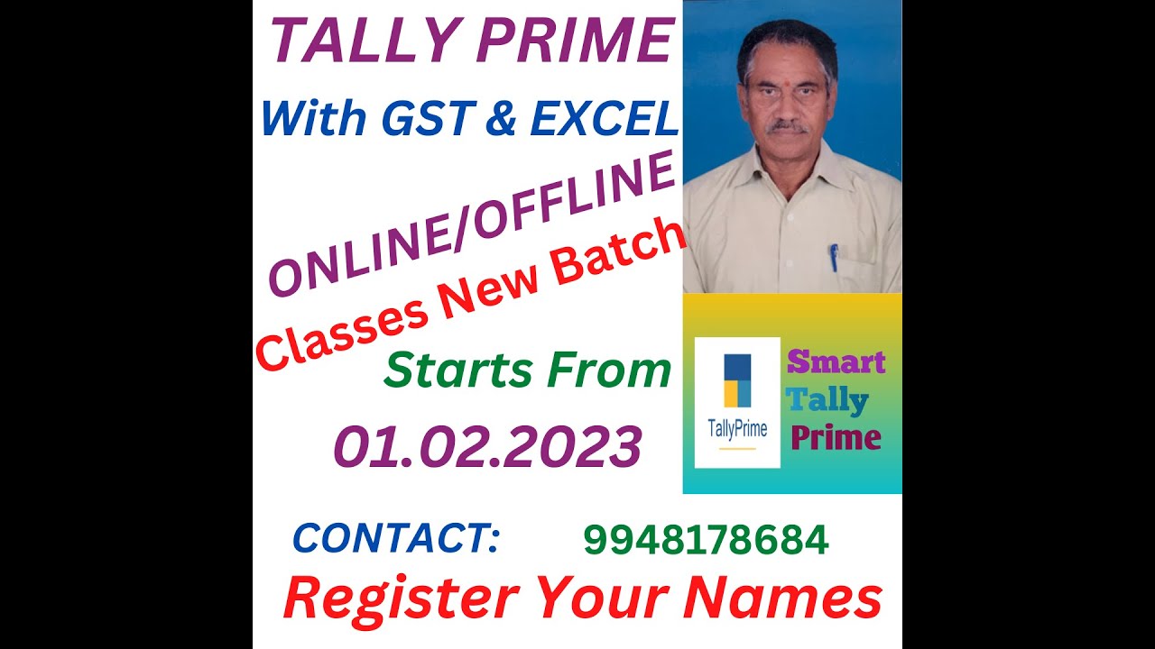 TALLY PRIME ONLINE & OFFLINE Classes - NEW BATCH will Start from 01.02.2023 | Smart Tally Prime ...