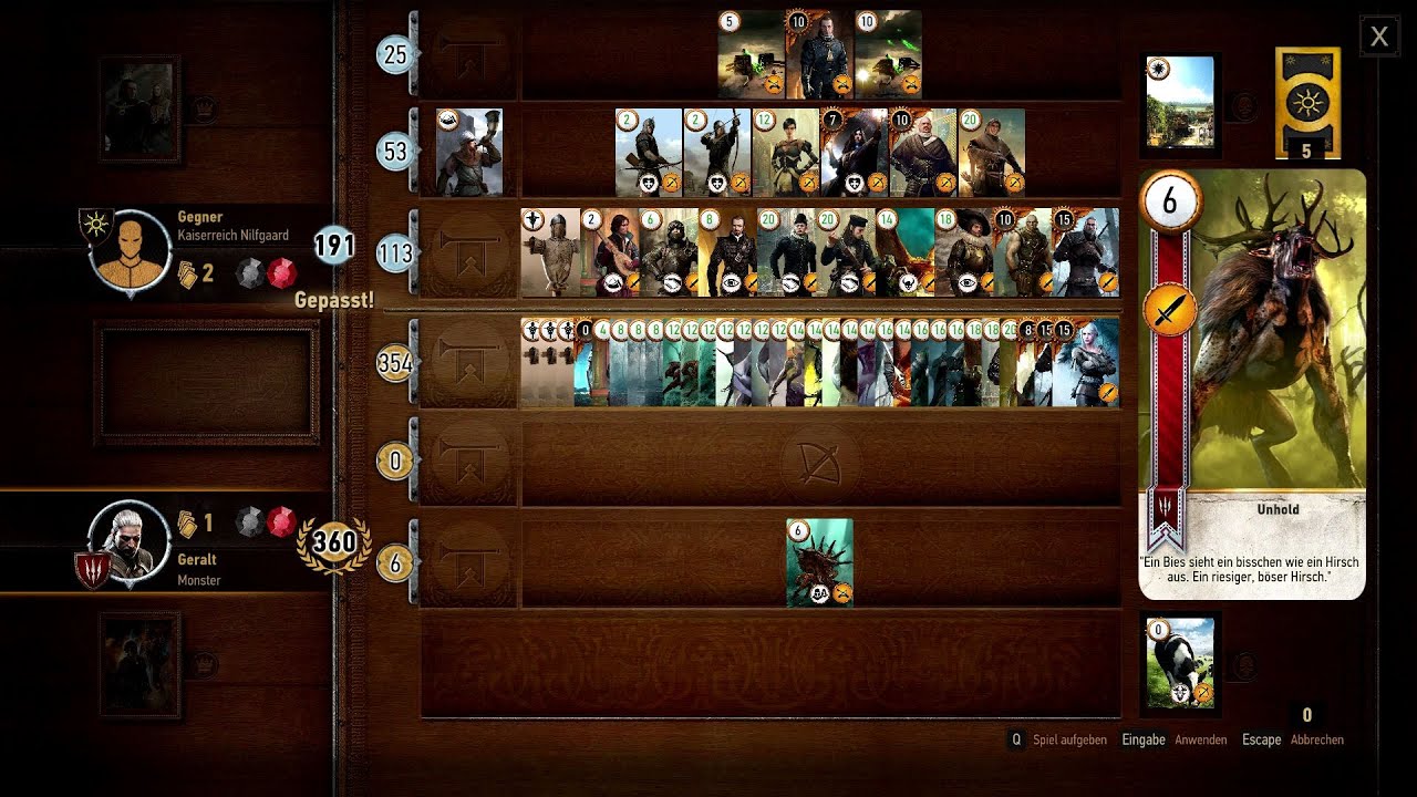 The Witcher 3: Gwent - High Score (Monsters) / 403 points match - 376 ...