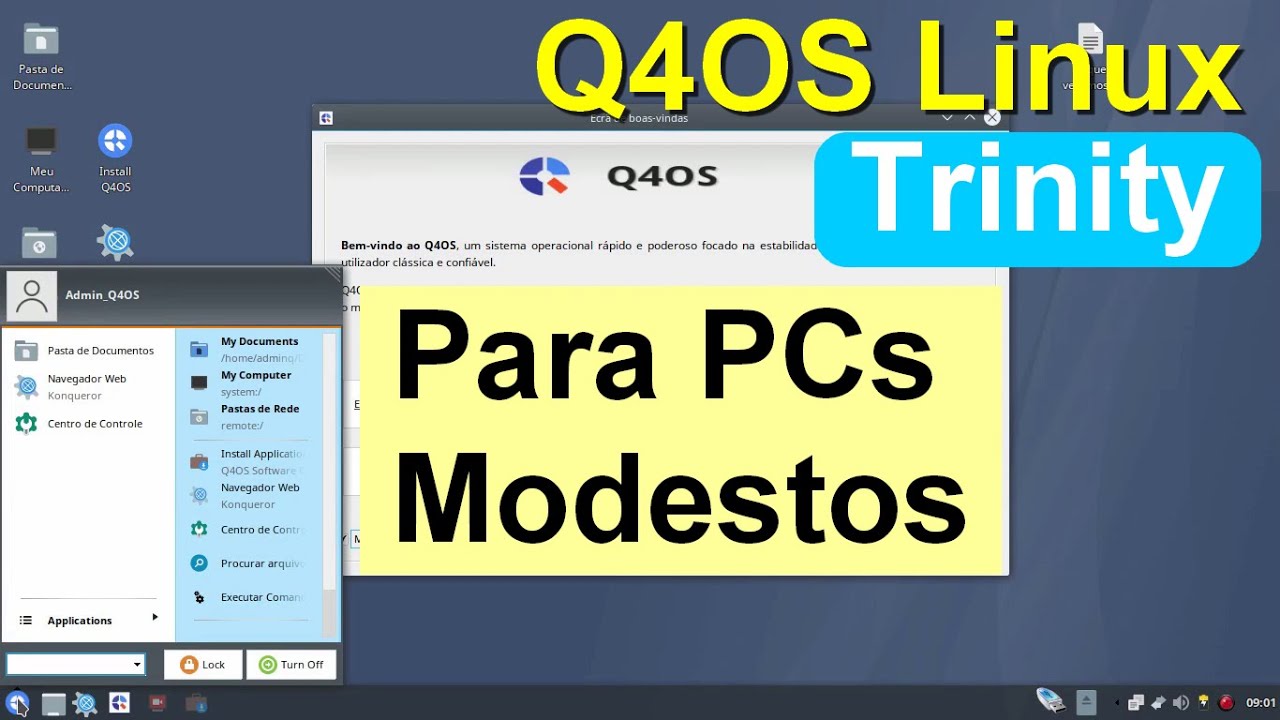 Q4OS Trinity Linux Debian 12. Rápido Leve e Amigável. Muito bom para ...