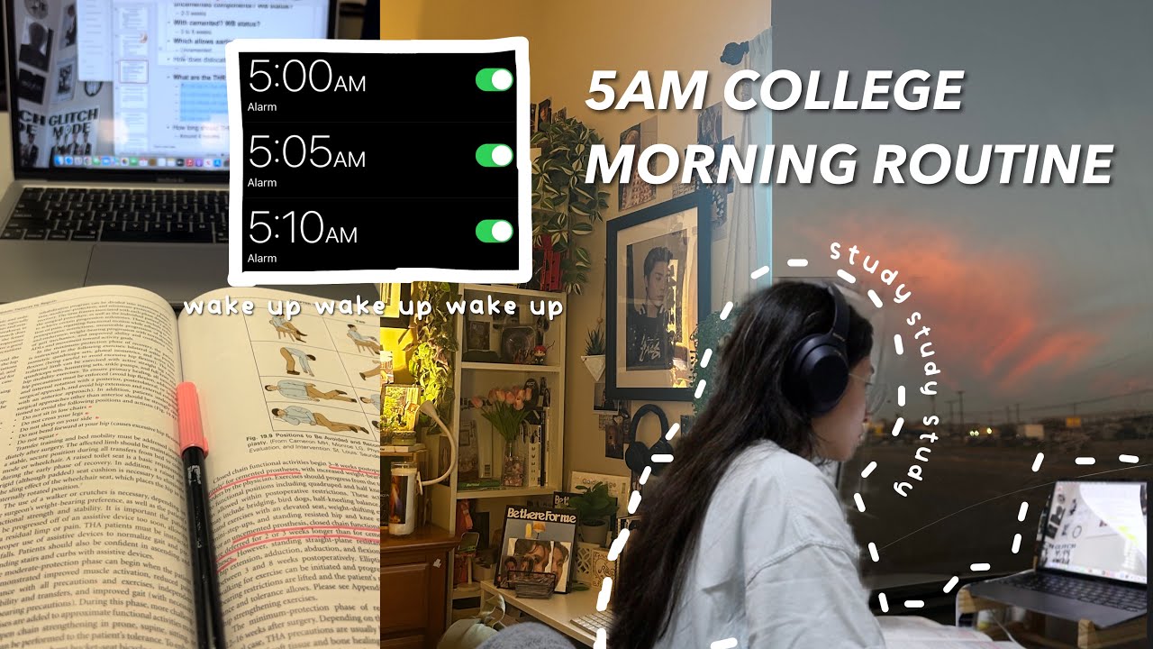 5AM college morning routine ⏐ spring semester (*realistic*) 📚 - YouTube