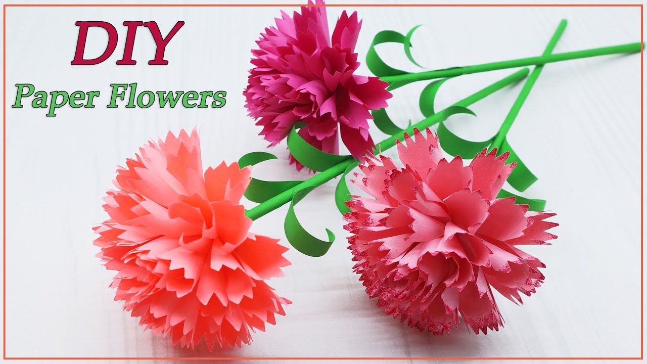 🌸 Paper Flowers Making 🌸 Paper Carnation Flowers - YouTube