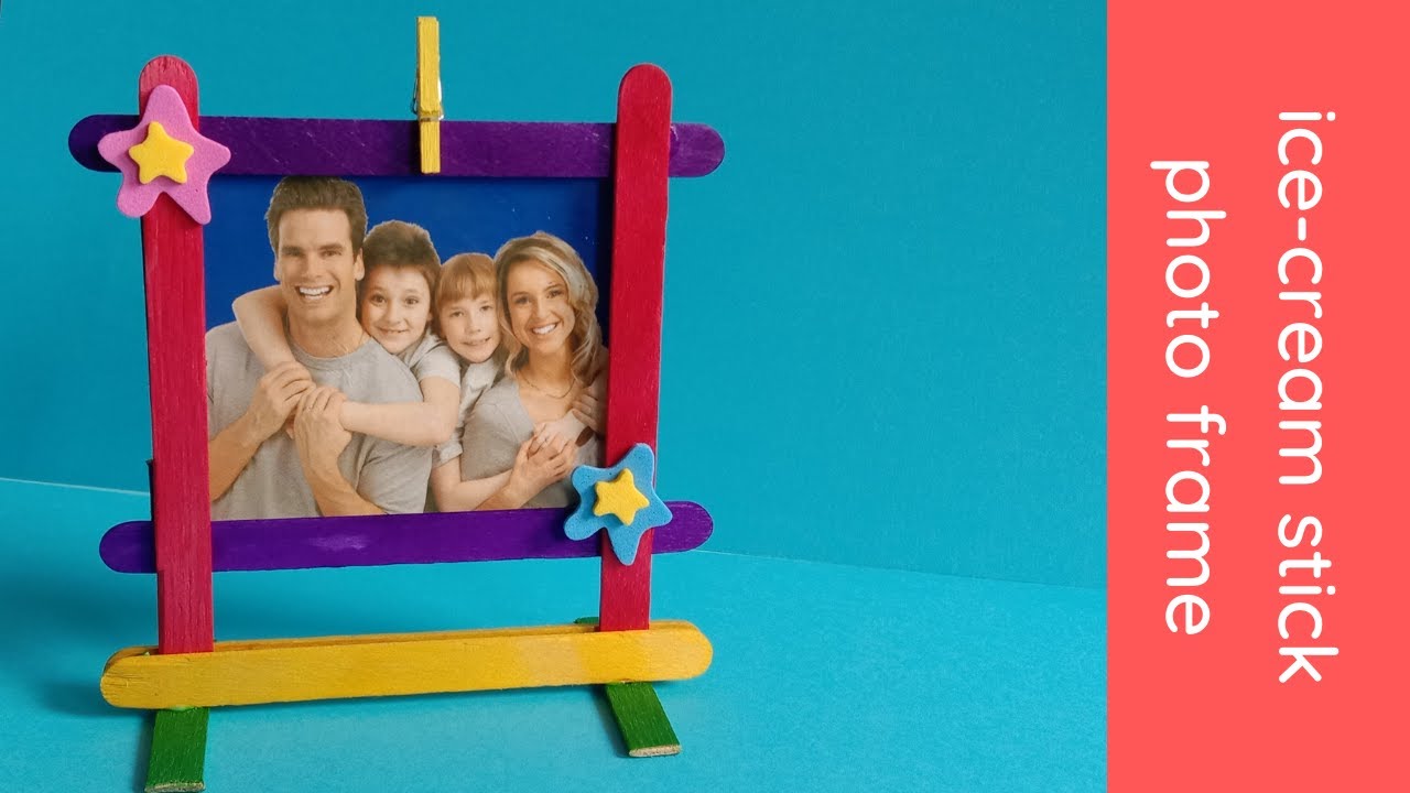 Ice cream stick photo frame | photo frame | popsicle stick photo frame ...