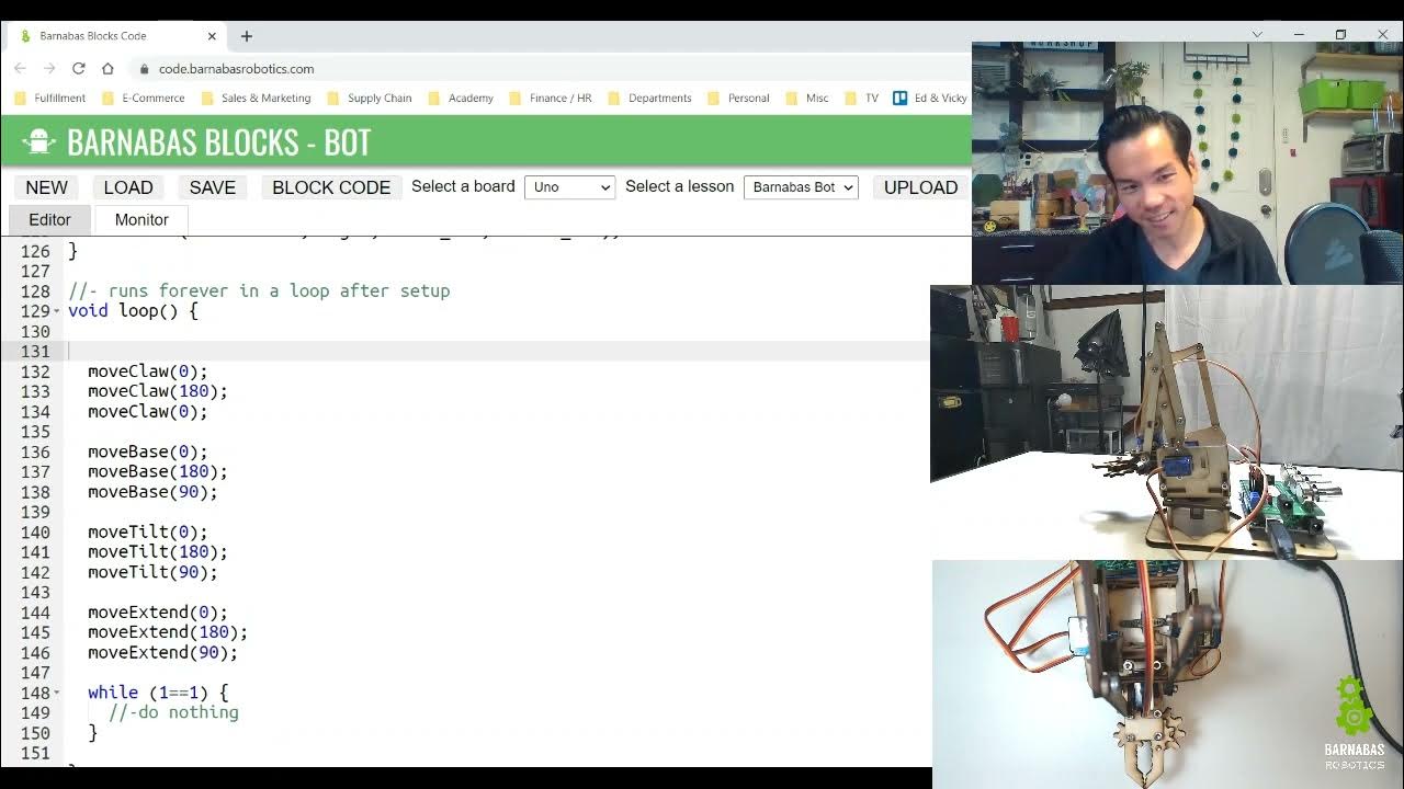 S2E11 - Creating helper functions for claw, extend, tilt and base motors for Barnabas Robot Arm ...