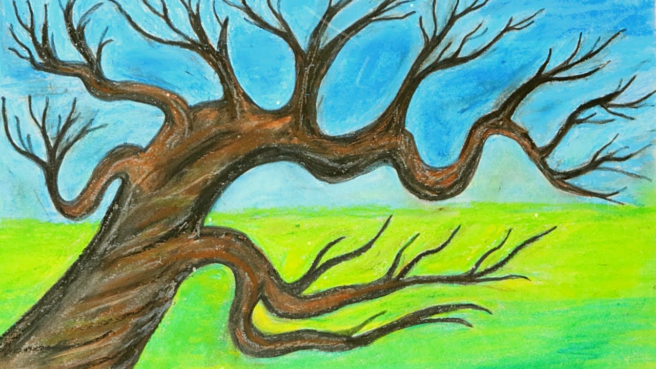 How to draw Beautiful Tree with Nature / Landscape - YouTube