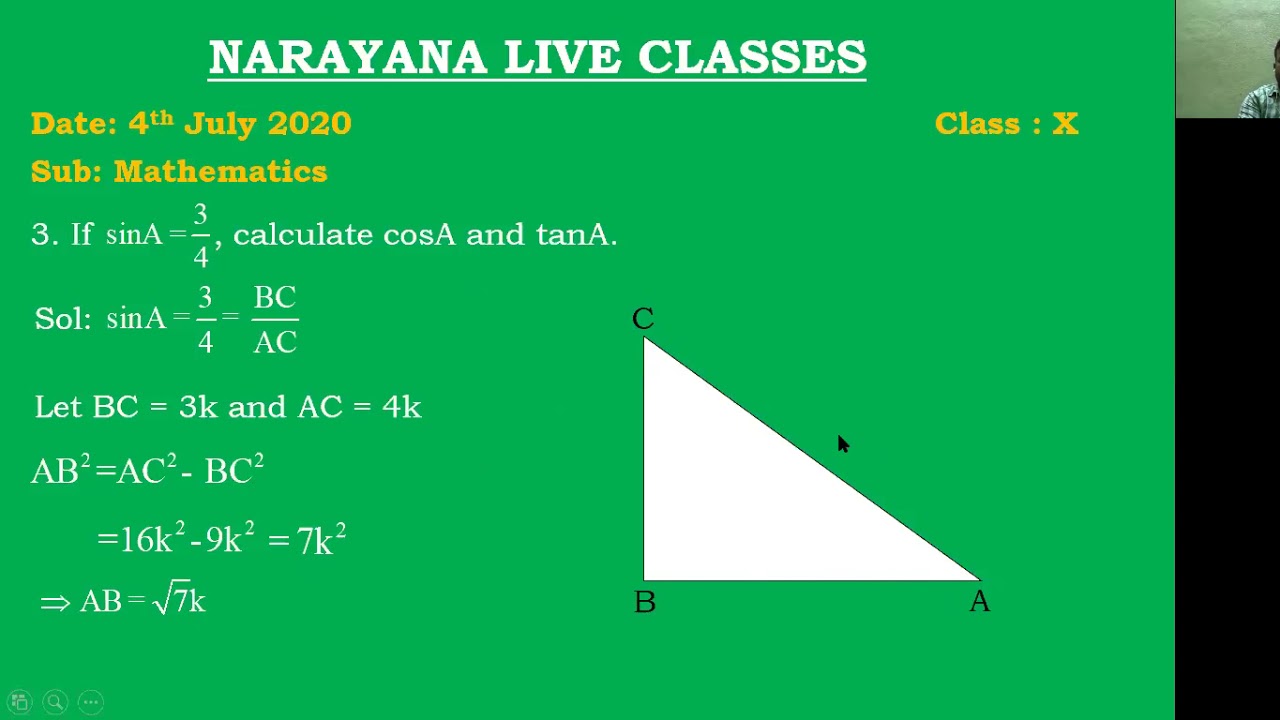 CBSE CLASS 10 Maths Trigonometry Exercise 8 1 04 07 20 - YouTube