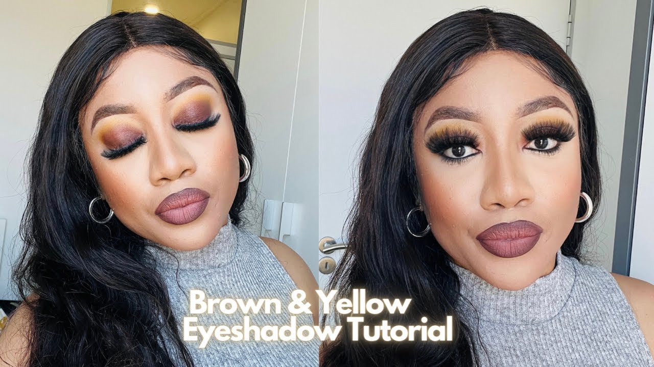 Brown & Yellow Eyeshadow Tutorial - YouTube