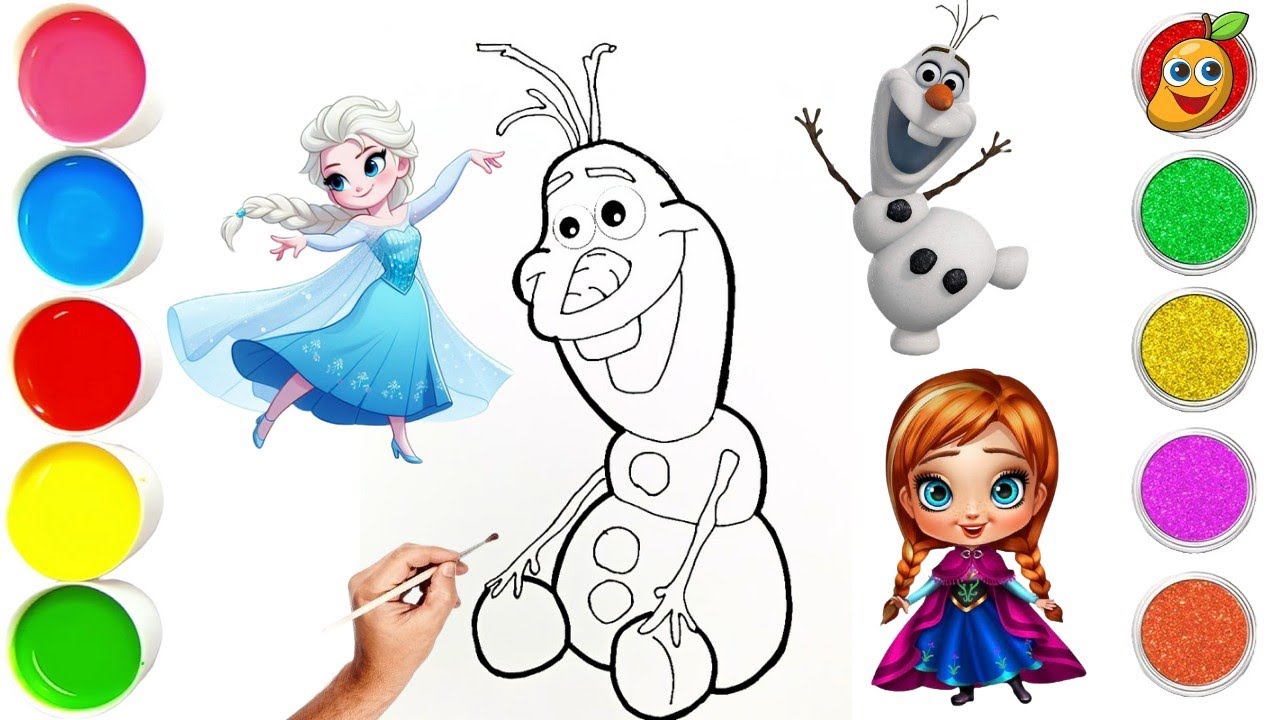 How To Draw Olaf From Disney Frozen || Olaf Drawing Easy For Kids And ...