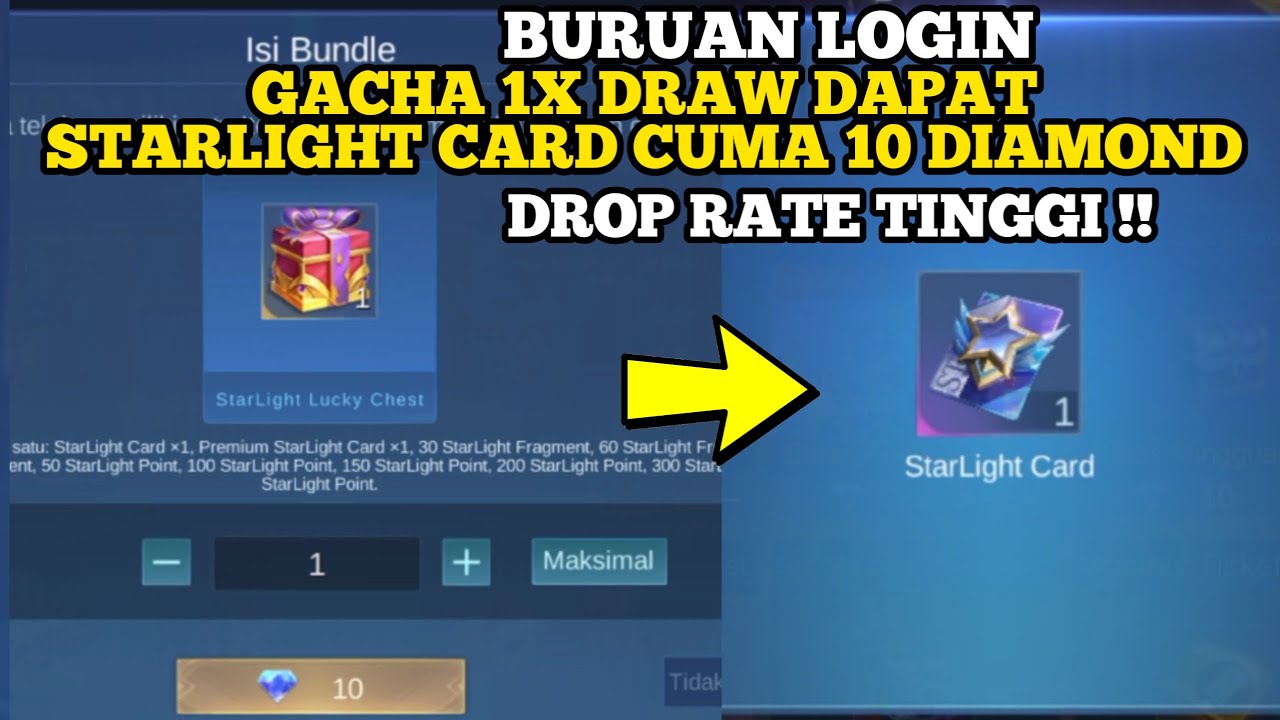 GACHA 1X DRAW LANGSUNG DAPAT STARLIGHT CARD CUMA 10 DIAMOND | STARLIGHT ...