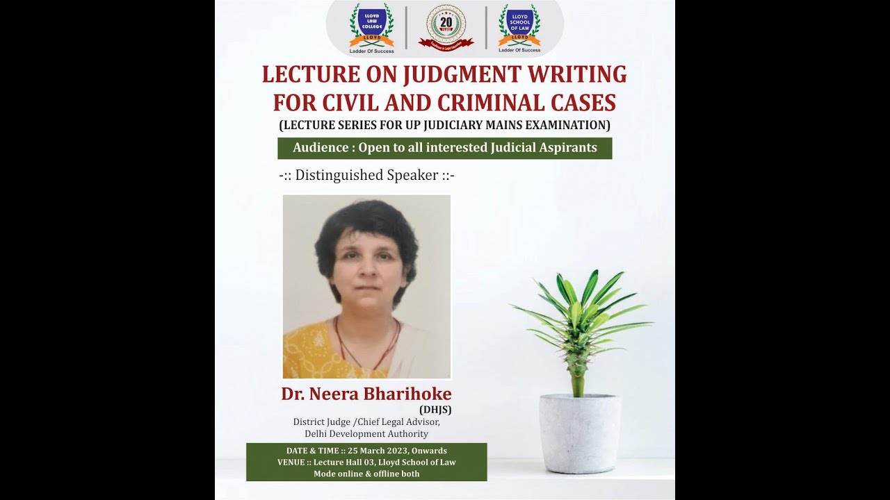 Lecture Series on Judgement Writing for civil and criminal cases - YouTube