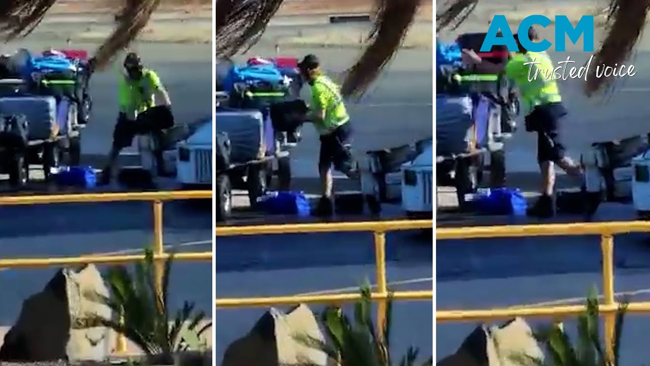 Qantas baggage handler caught on camera throwing luggage at Karratha ...