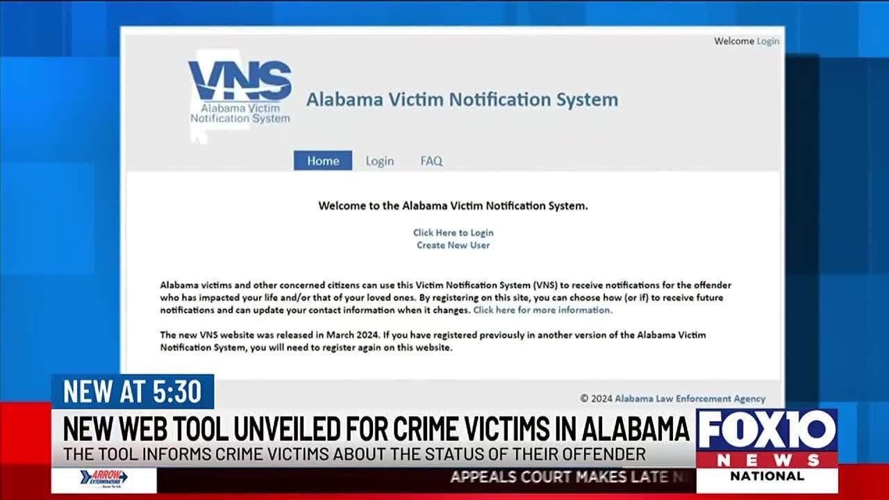 New notification system rolled out for crime victims in Alabama allows ...