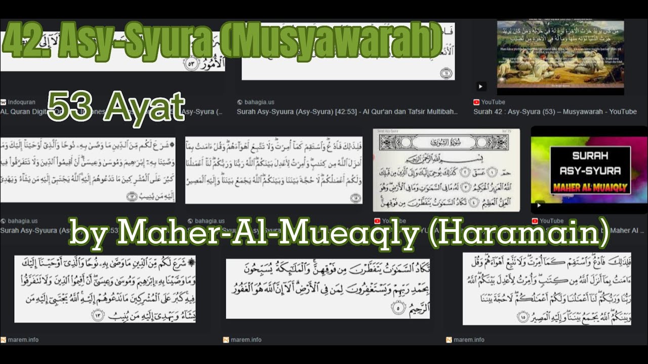Al-Qur'an Surah 42. Asy-Syura (Musyawarah) 53 Ayat by Maher-Al-Mueaqly ...