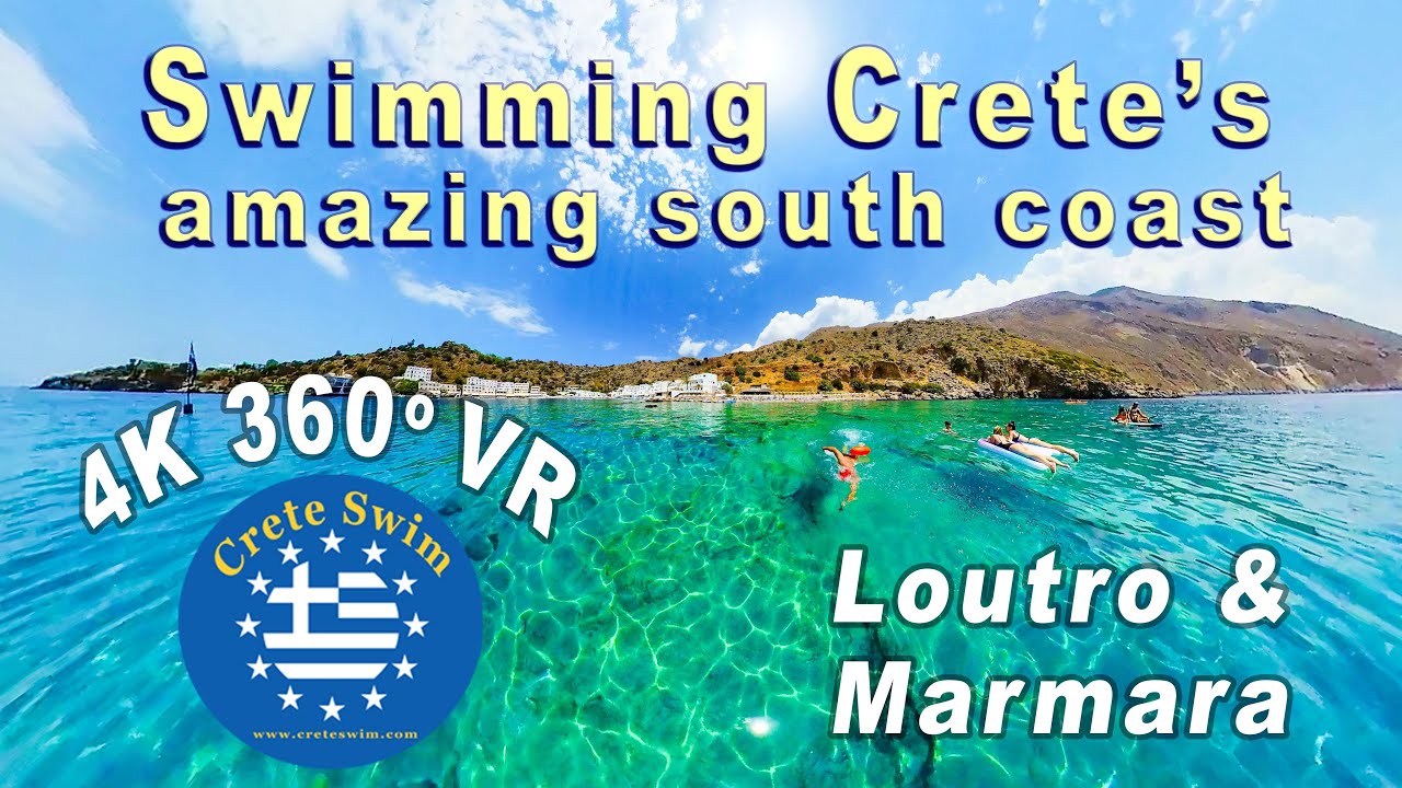 Crete, Greece VR 360 beaches and swimming at Loutro and Marmara - YouTube