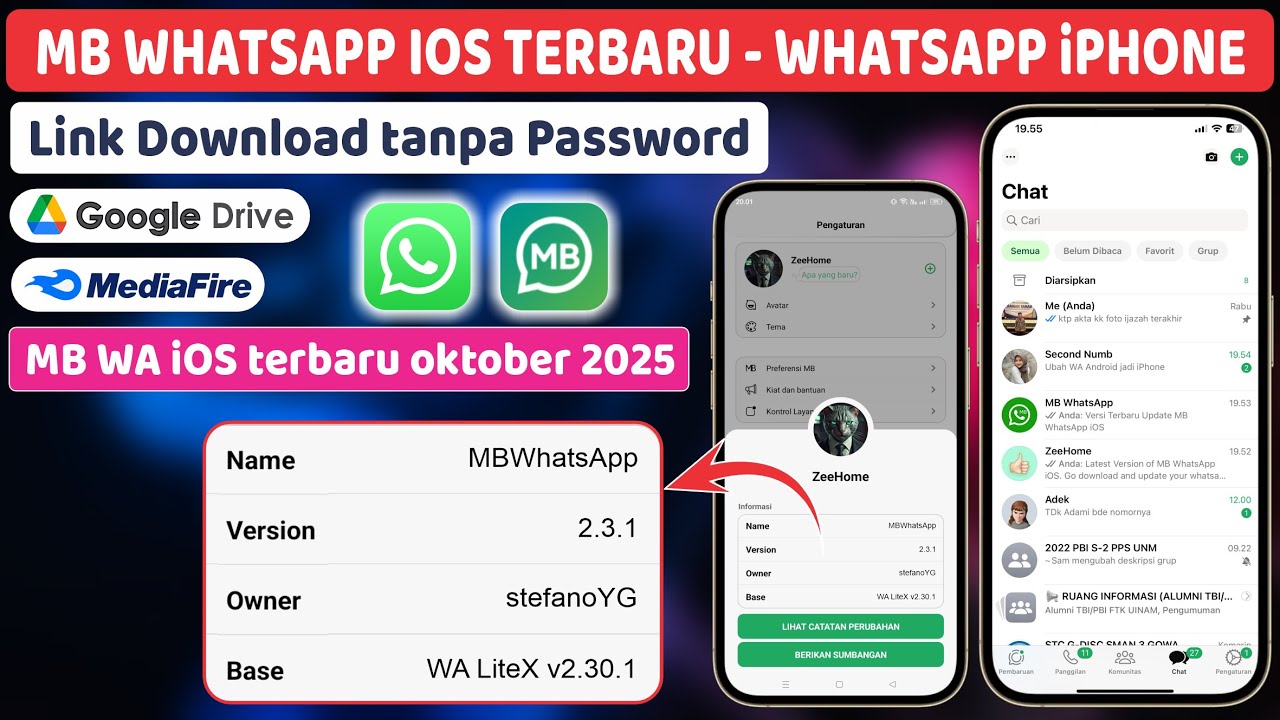MB WHATSAPP iOS TERBARU 2025 | WA Mod Paling Stabil Anti Crash ...