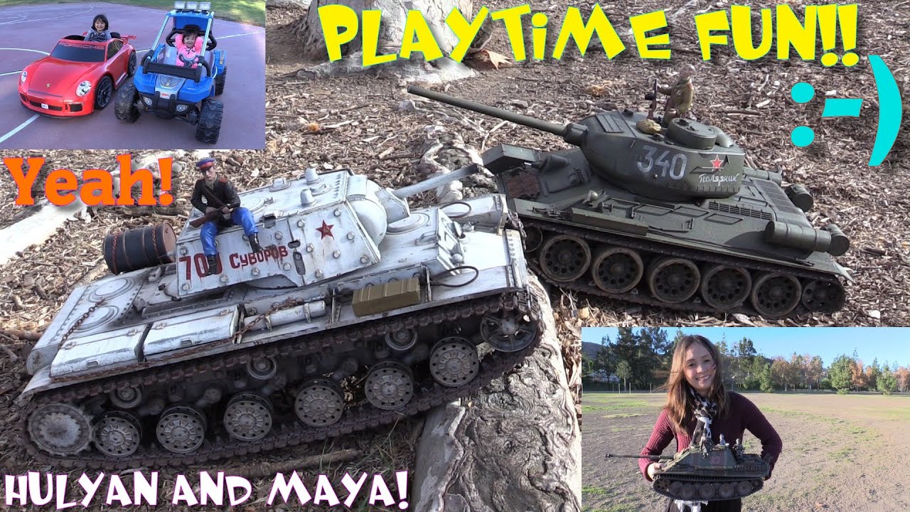 RC TANKS Driving Playtime on the Field and Fisher-Price Power Wheels ...