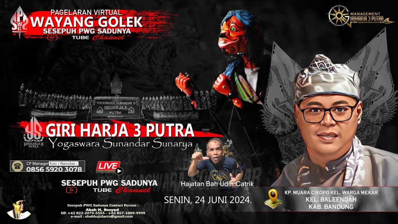 🔴LIVE STREAMING WAYANG GOLEK GIRI HARJA 3 PUTRA DALANG KI YOGASWARA ...