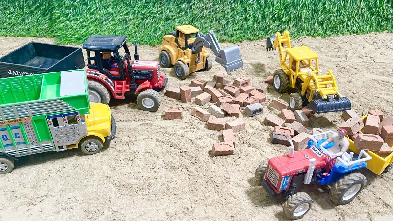 TRAIN JCB TOY CARTOON TOY HELICOPTER KA VIDEO CRANE, JCB, TRACTOR, BUS ...