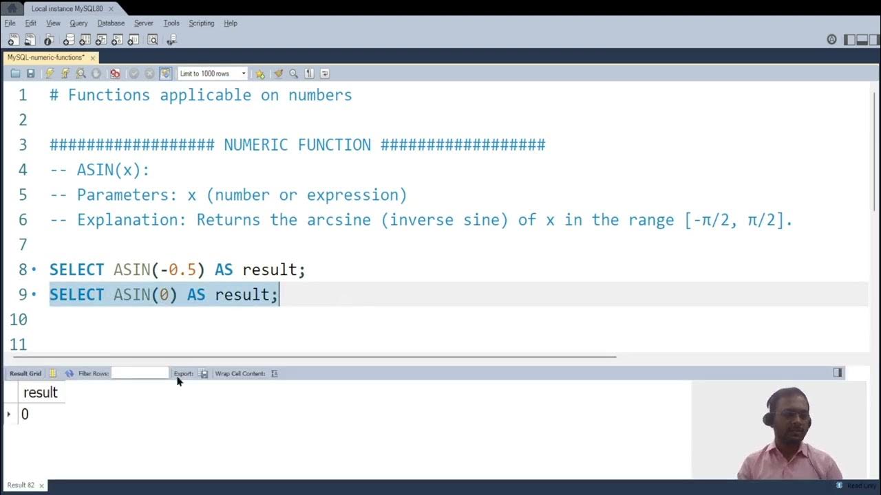 MySQL Numeric functions 23 Inverse Trigonomtric functions asin acos atan - YouTube