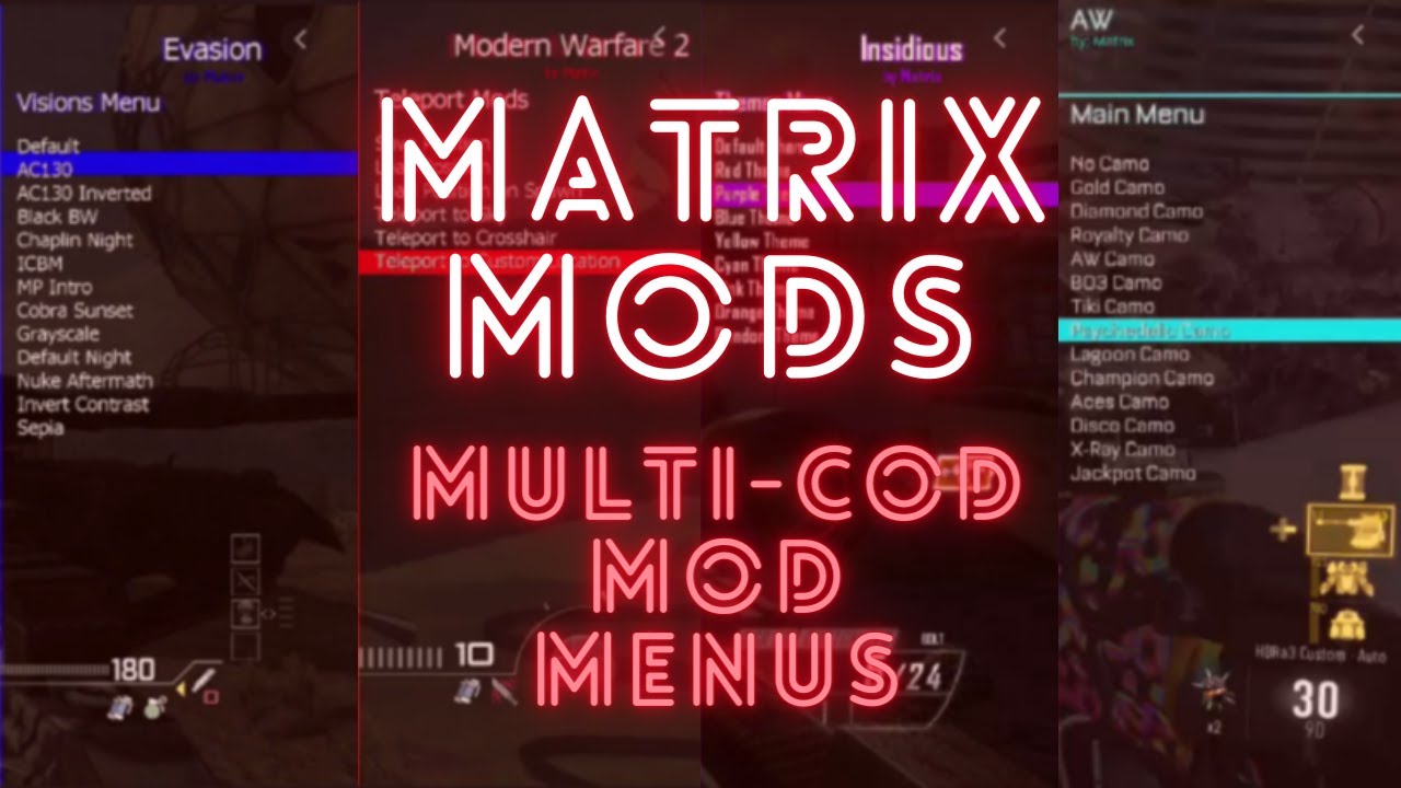 MatrixMods Multi-Cod Mod Menus Showcase (PAID)(RGH/JTAG) - YouTube