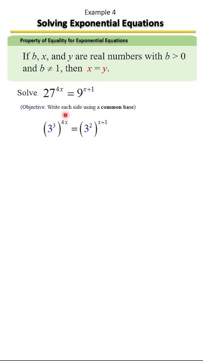 Solving Exponential Equations using the Property of Equality (Same Base) Example 4 - YouTube