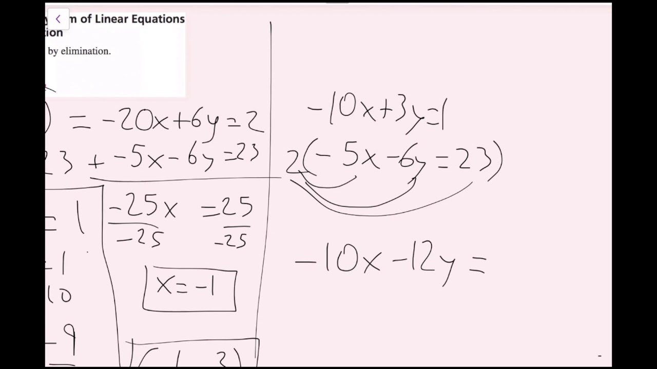 Solving Systems of Linear Equations by Elimination (5.3 Big Ideas Math ...
