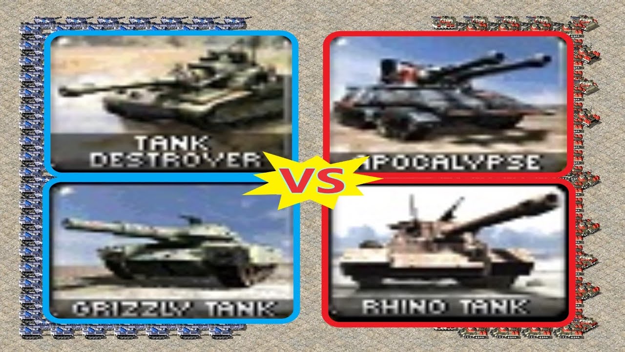 Tank Destroyer + Grizzly vs Apoc + Rhino - Same Cost - Red Alert 2 ...