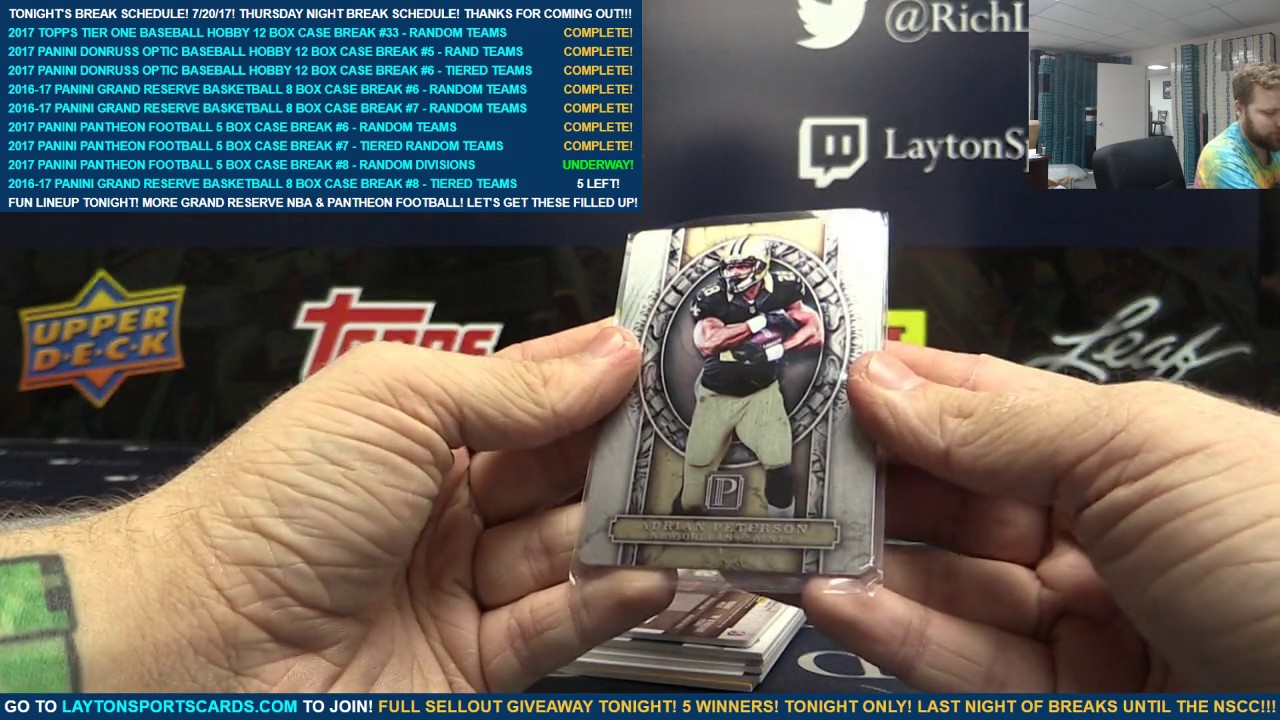 2017 Panini Pantheon Football 5 Box Case Break #8 – RANDOM DIVISIONS ...