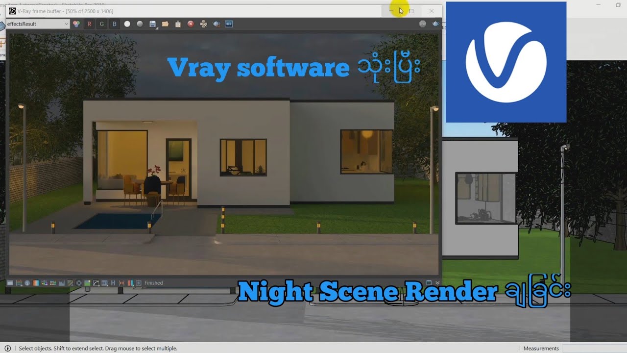 Vray Tutorial (Myanmar) - Exterior Rendering (Night Scene) - YouTube