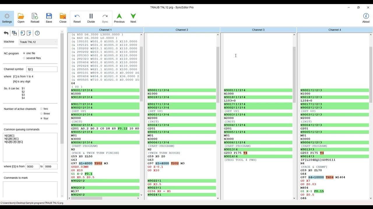 SyncEditor - G-Code Editor for Multi-Channel Machines - YouTube