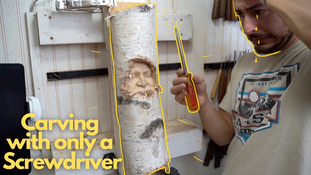 Can I Sculpt a Face in Wood Using Only a Screwdriver? - YouTube