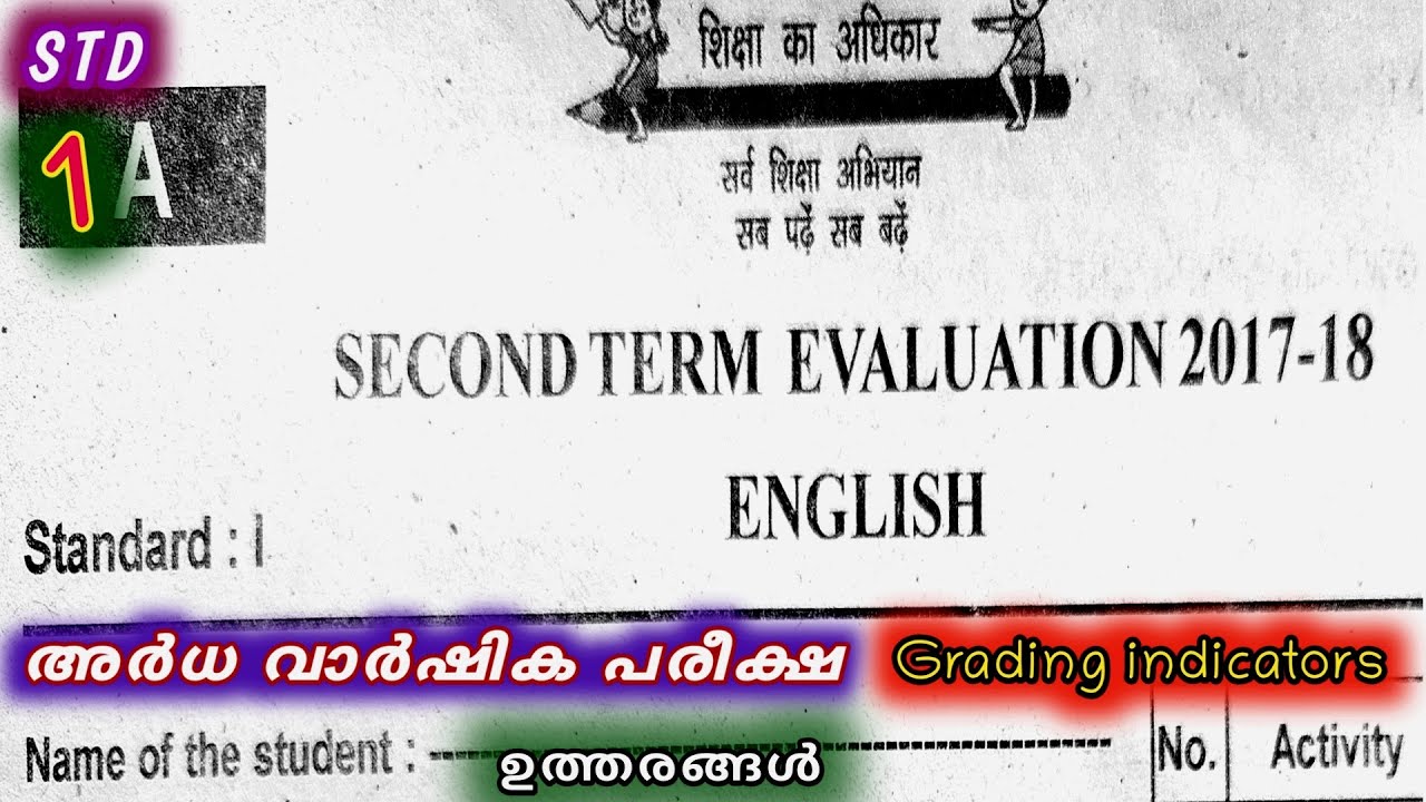 Std 1 English 2nd term exam question paper answers, class 1 christmas ...