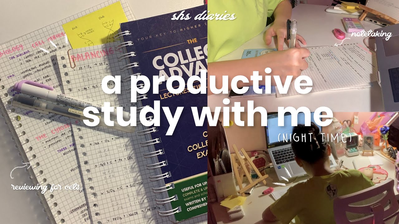 a productive study with me (night time) 🎀 shs diaries, timelapse ...