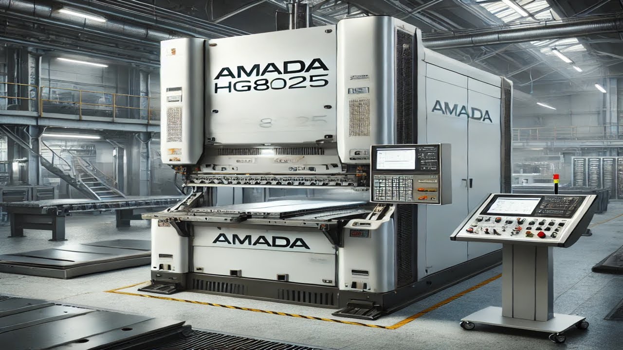 Amada HG8025 bending machine setup before bending - YouTube