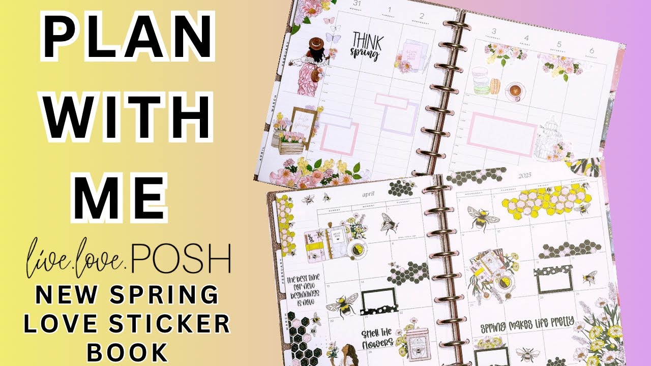 PLAN WITH ME | WEEKLY & MONTHLY | NEW SPRING STICKERS - YouTube