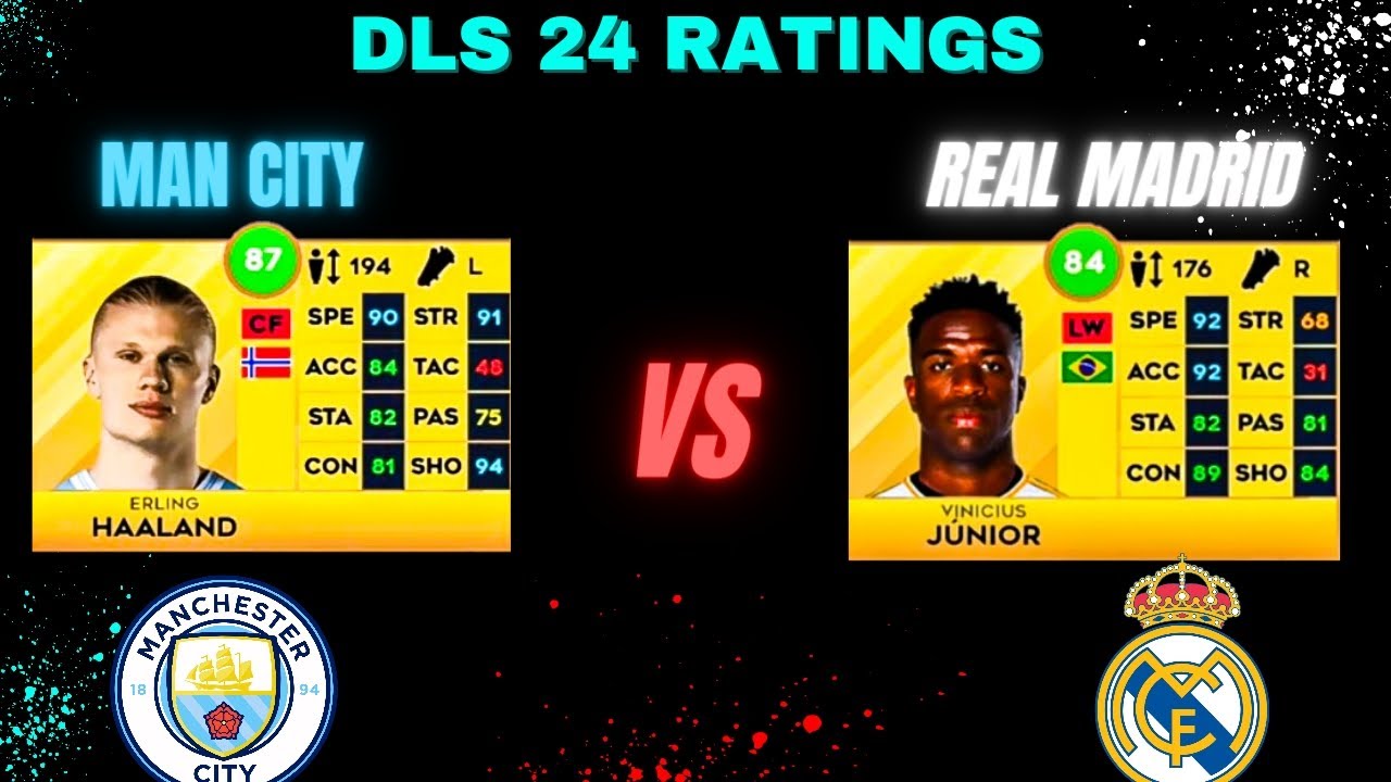|DLS 24 RATINGS|MAN CITY VS REAL MADRID|HAALAND VS VINI JR |KDB VS MORIC'| - YouTube