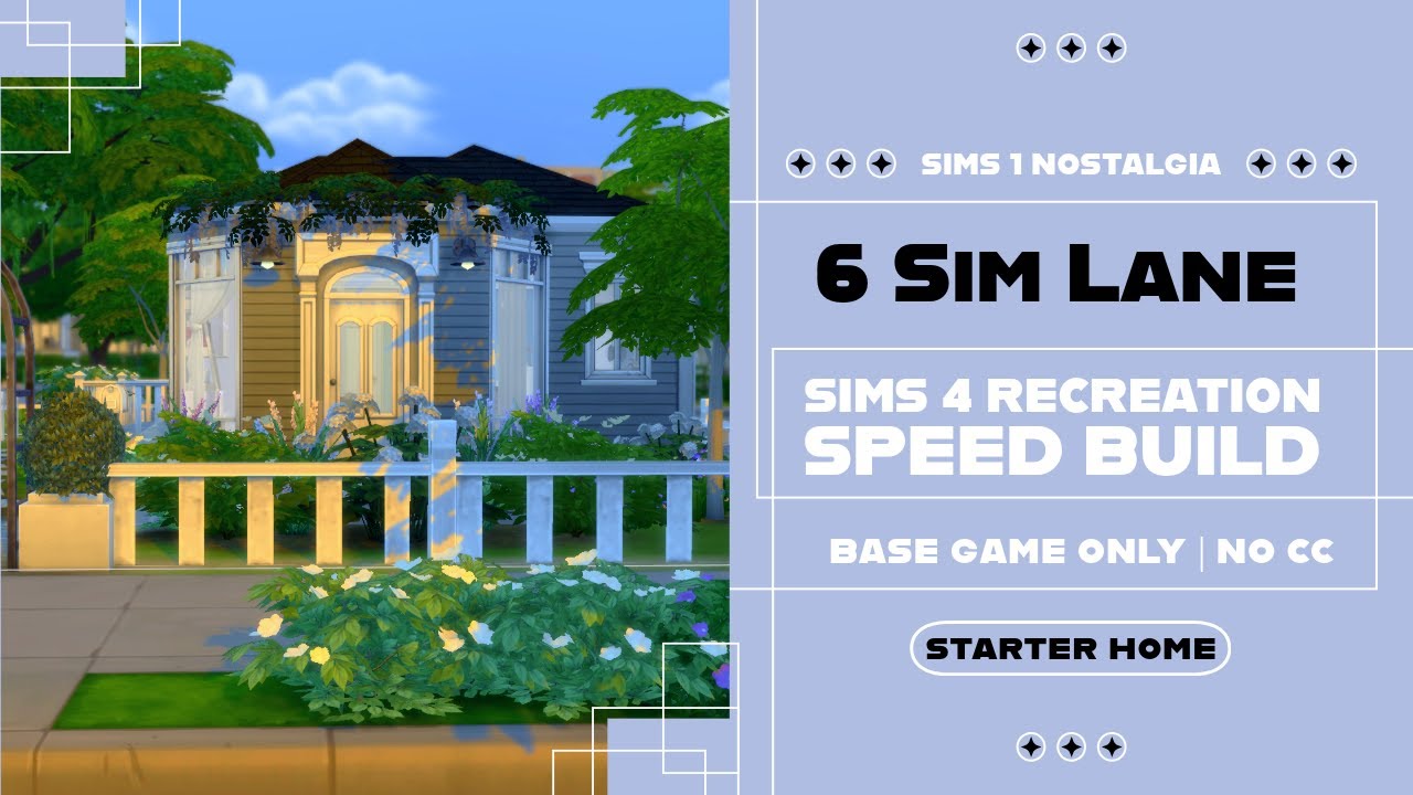 6 Sim Lane Recreation | Sims 4 Speed Build | Base Game Only Starter ...