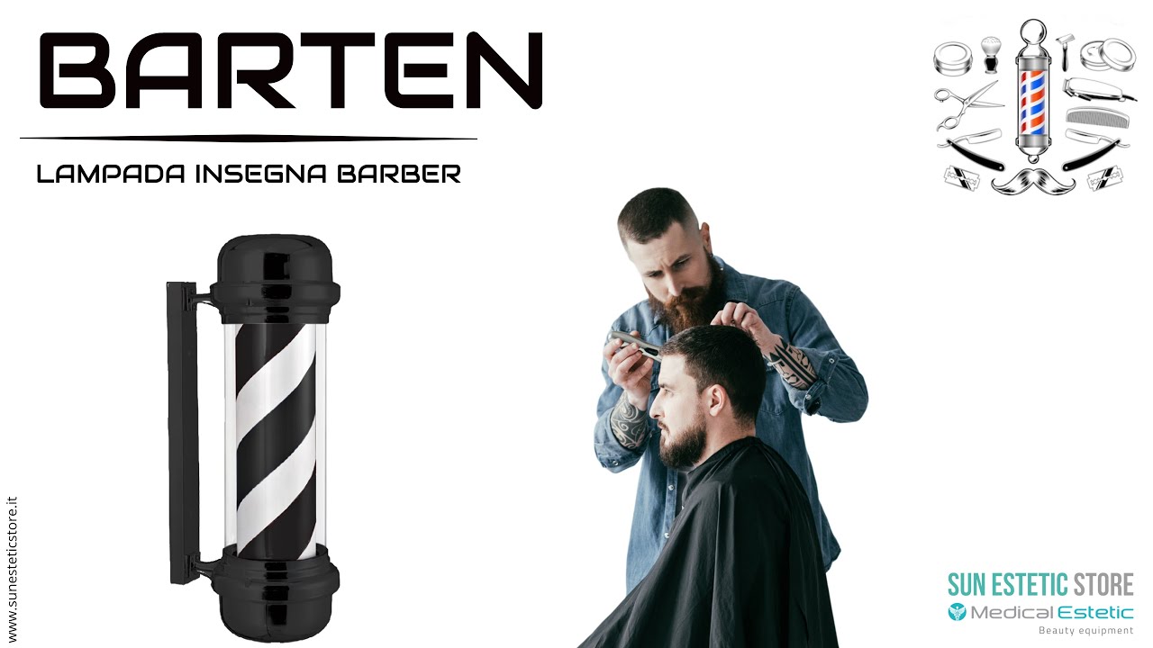 BARTEN LAMPADA INSEGNA BARBER - YouTube