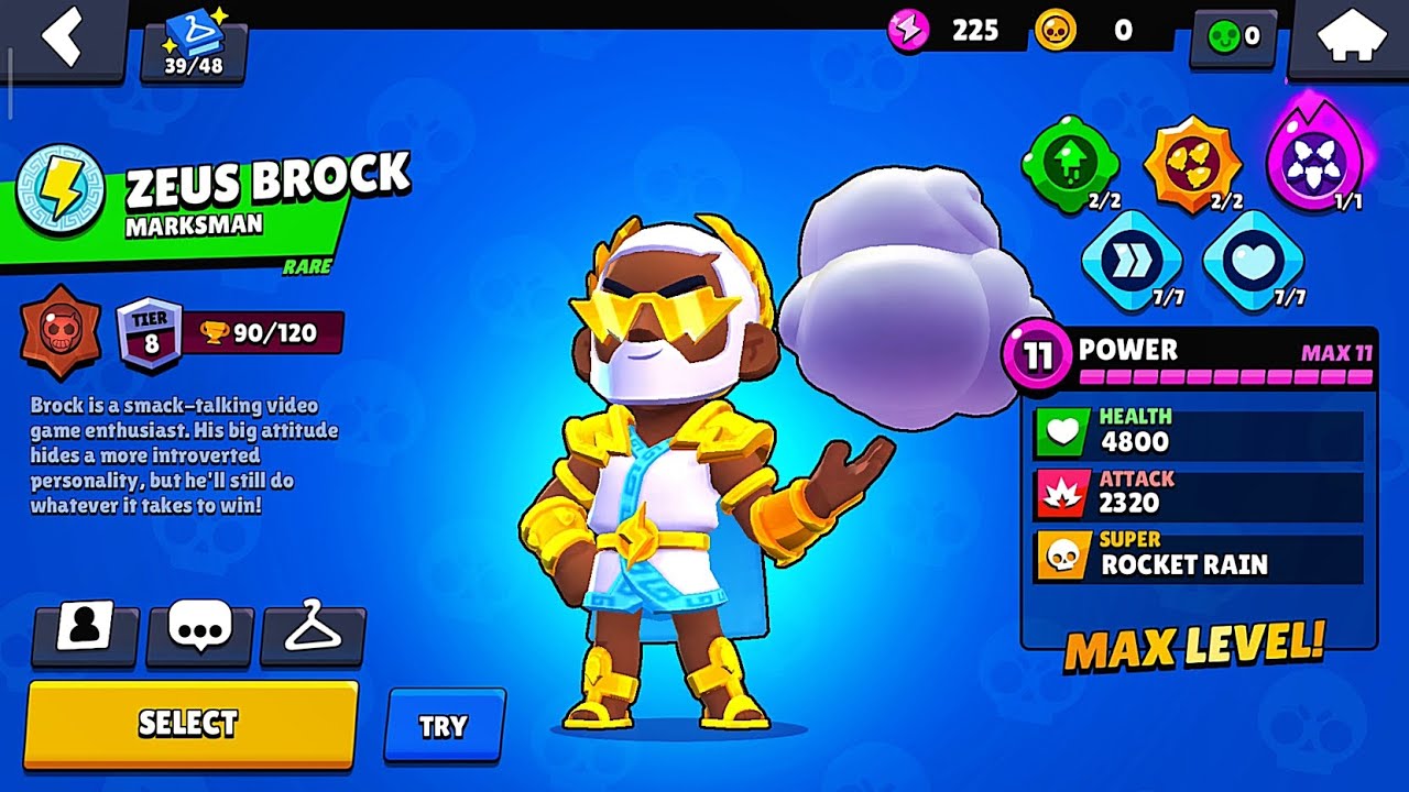 Zeus Brock Rare Skin Brawl Stars Walkthrough - YouTube