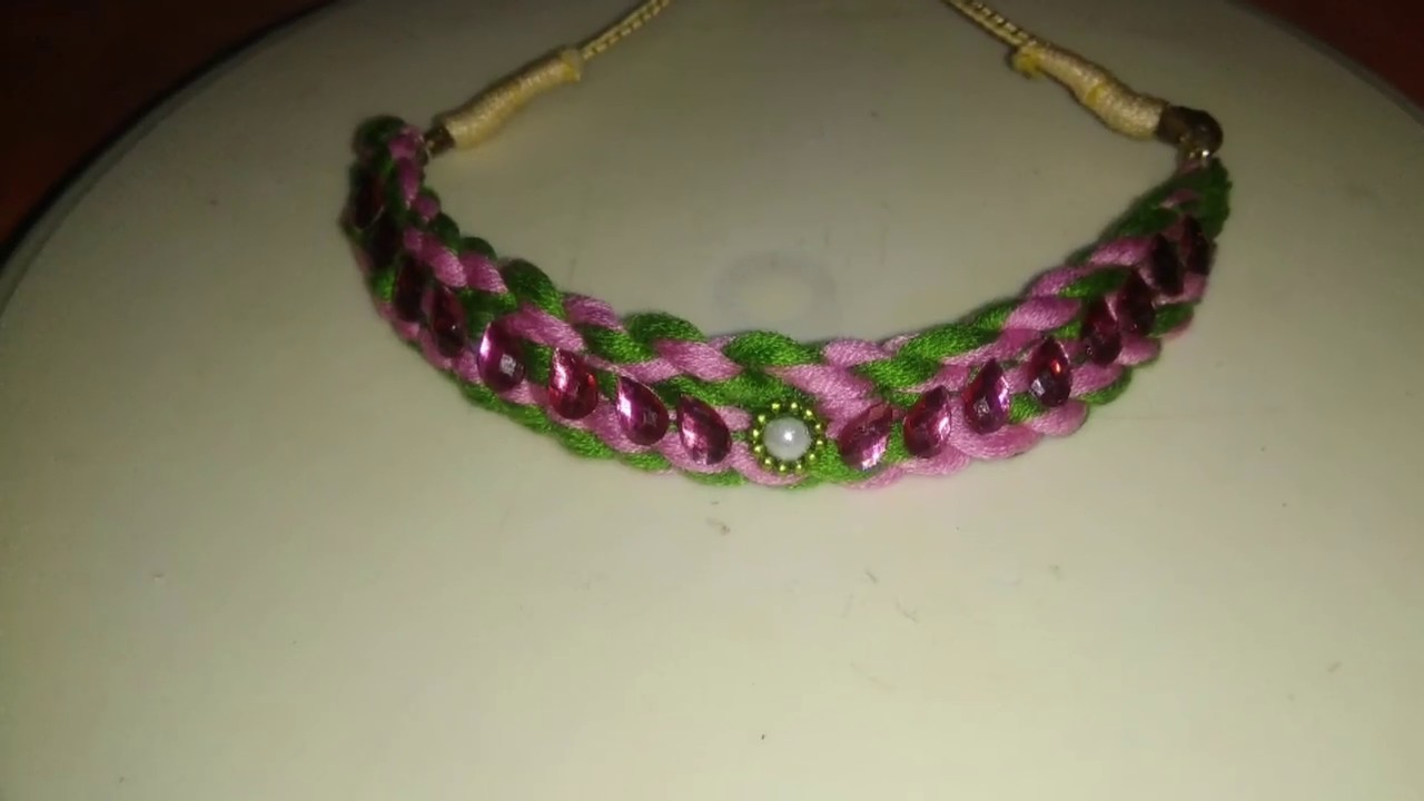 Handmade Necklace for Children by Using Embroidery Thread || You can ...