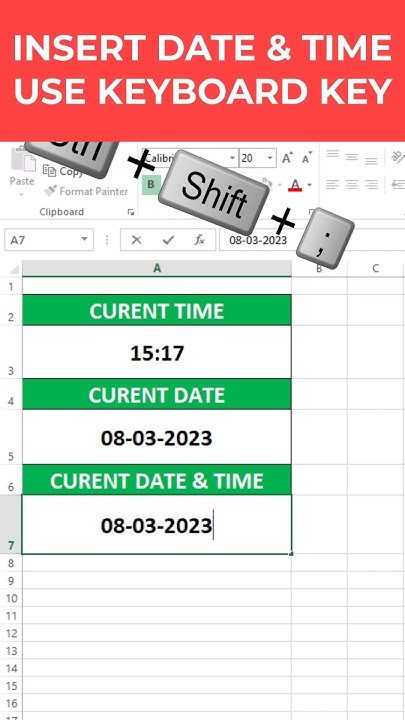 INSERT CURRENT DATE & TIME USE KEYBOARD SHORTCUT IN MS EXCEL || #excel #excelshort # ...
