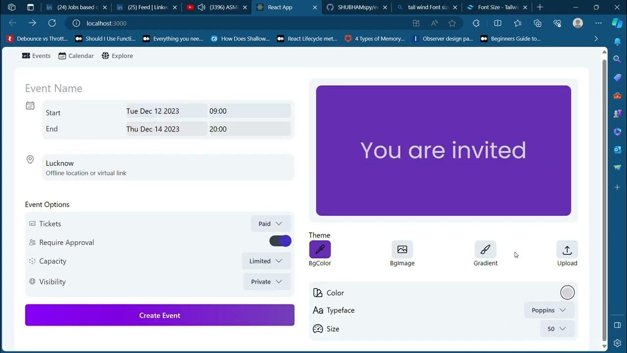 Event Creation Platform-(React & Tailwind CSS) - YouTube