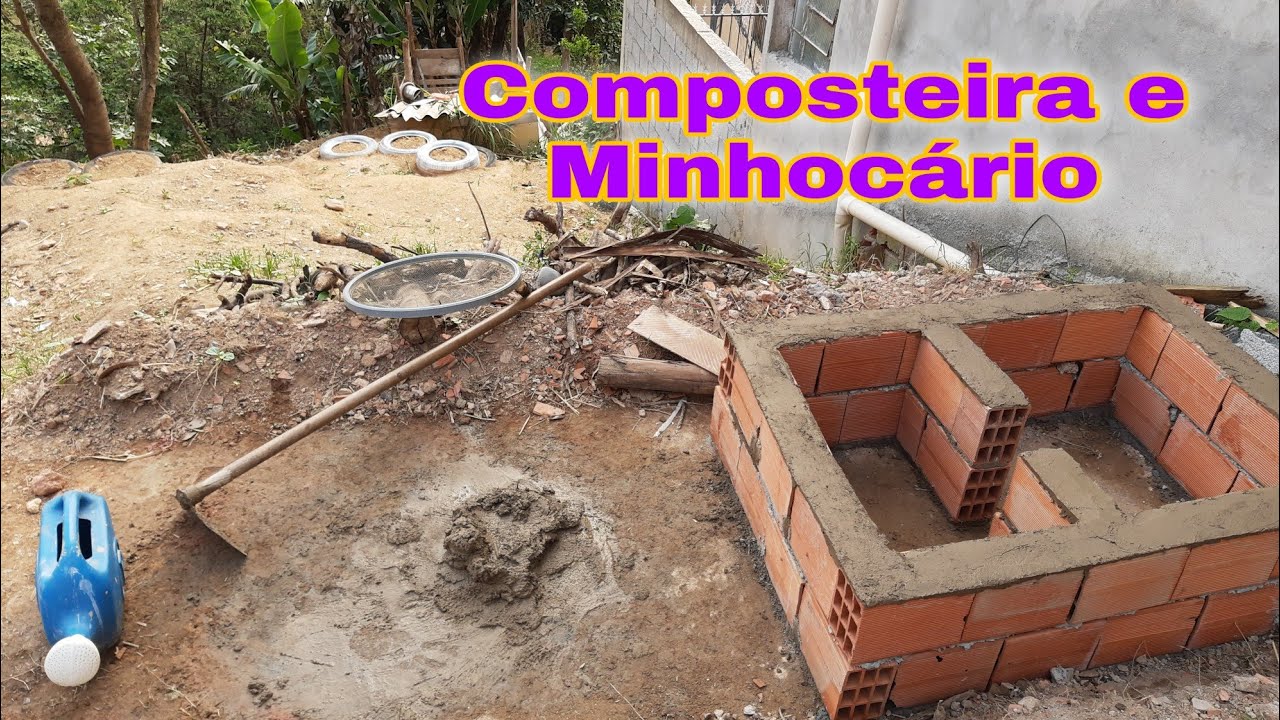 Como Fazer uma Composteira Seca/Minhocário🪱 de Bloco e Cimento no ...