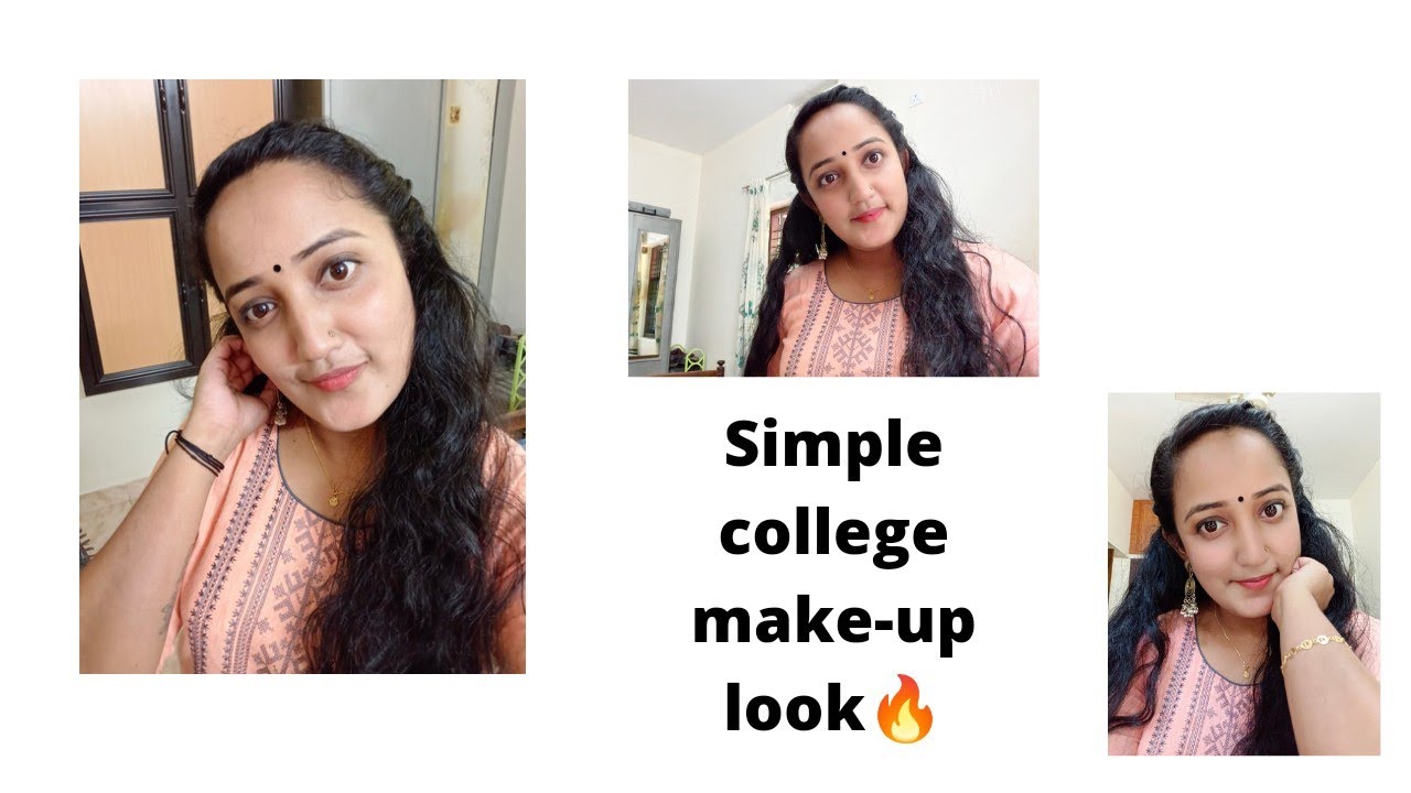 Simple college make-up look with minimum product's🔥 ️ - YouTube