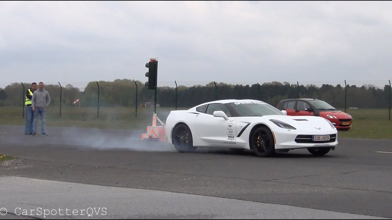 Corvette C7: Fail at dragrace! Burning the clutch - YouTube