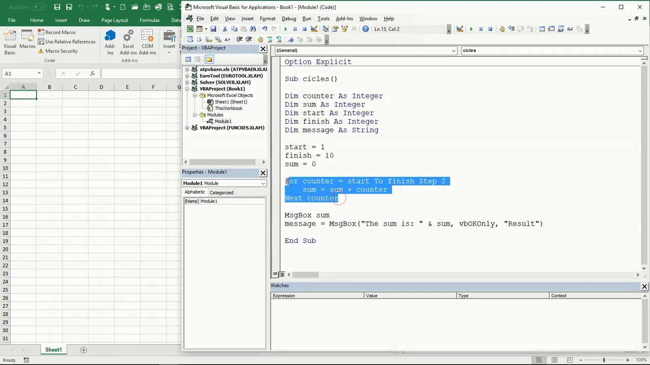 21 Eng Vba Excel Repeating Code With The For Next Block Youtube