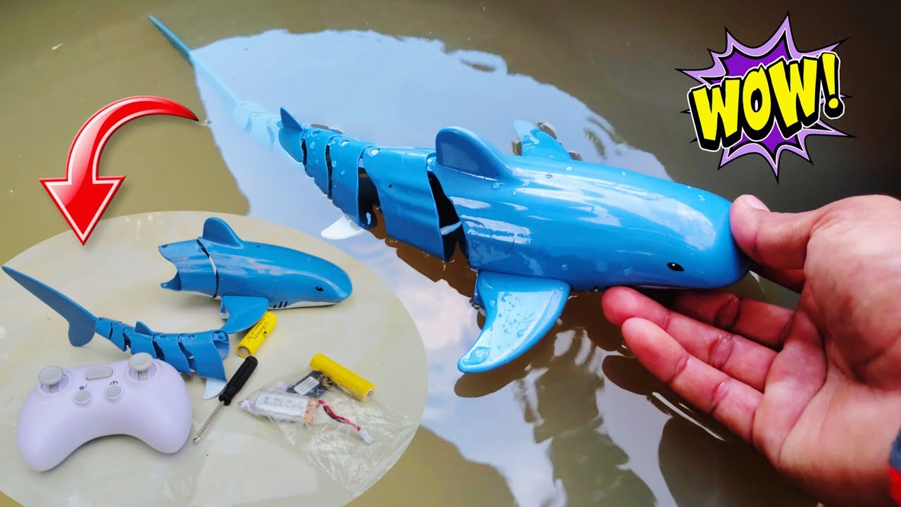 RC unboxing Blue WHALE SHARK Waterproof 2:4GHz Remote control swimming ...