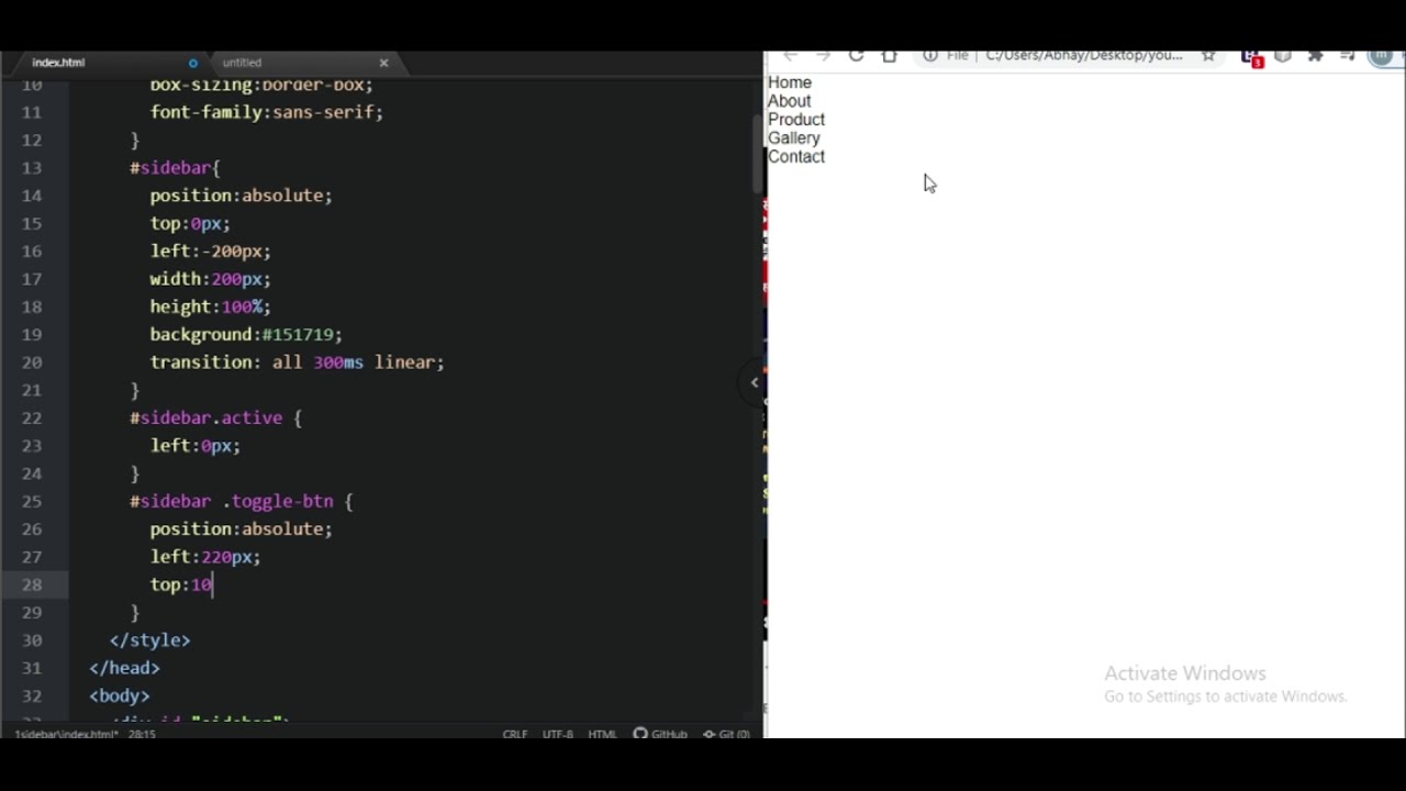 Sidebar Menu using HTML & CSS | Dashboard Sidebar Menu | Side ...