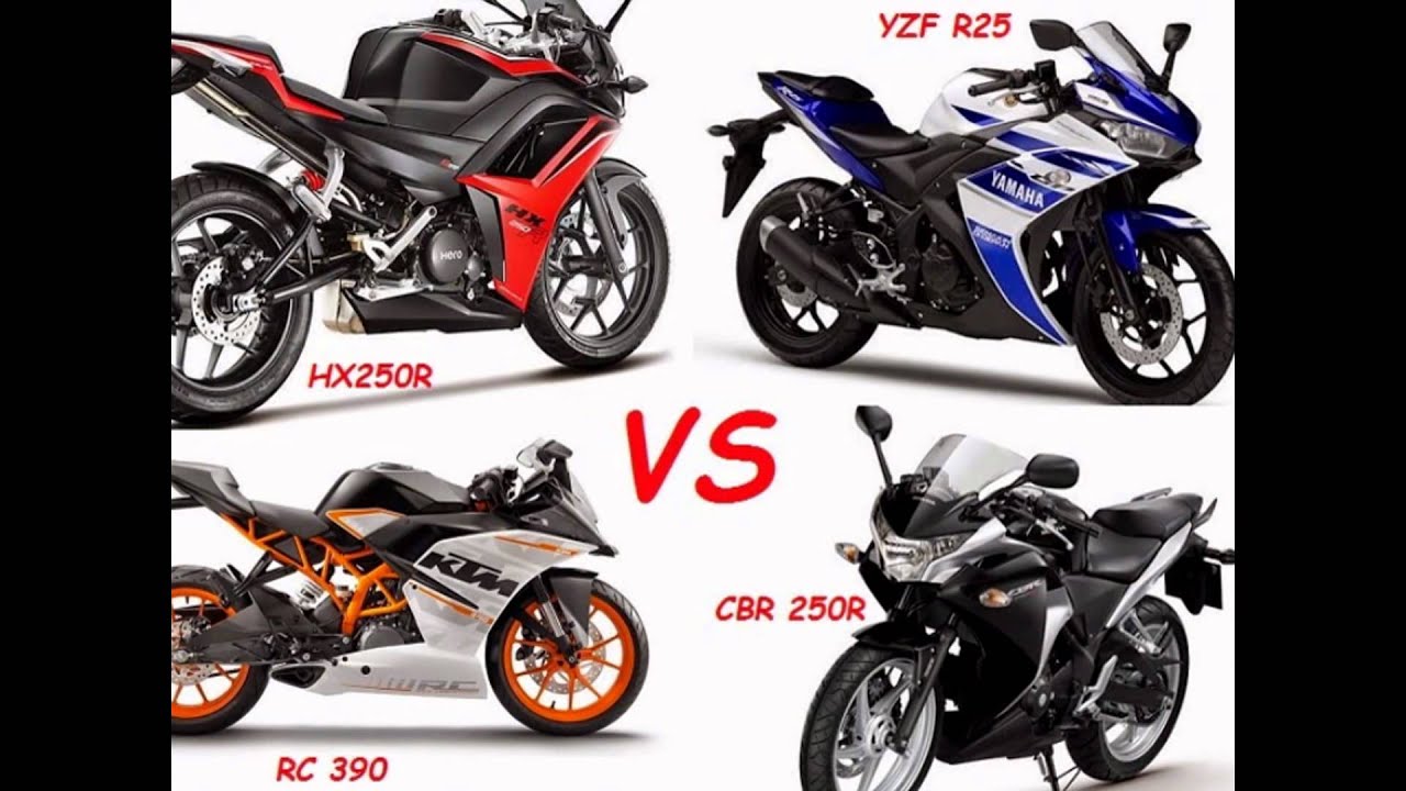 Ktm rc 390 vs Yamaha R25 vs Kawasaki Ninja 300 vs Honda CBR 300r ...